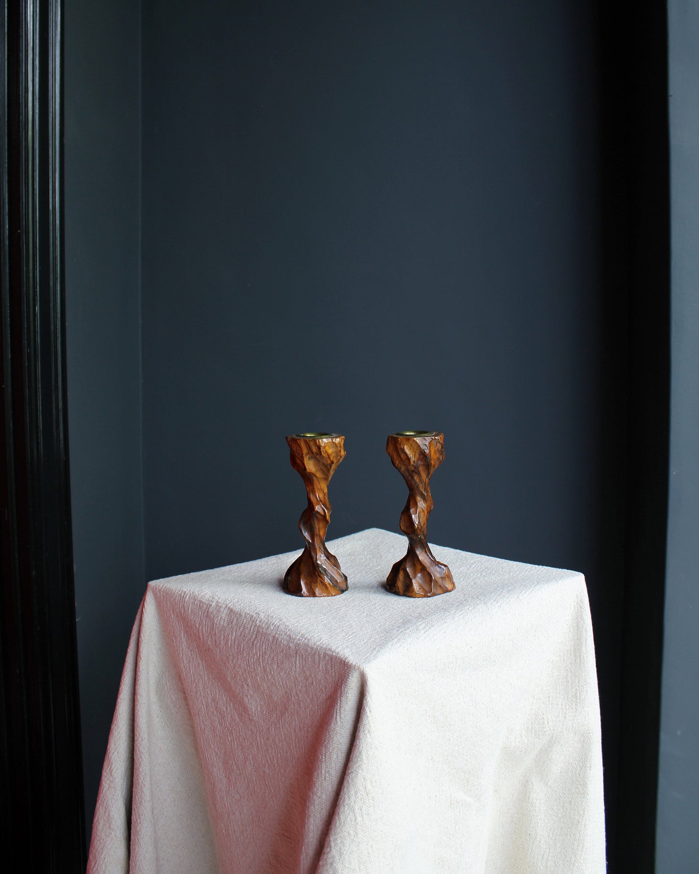 Vintage 1970s Knobbly Root Candle Sticks Handcarved – Earl Grey